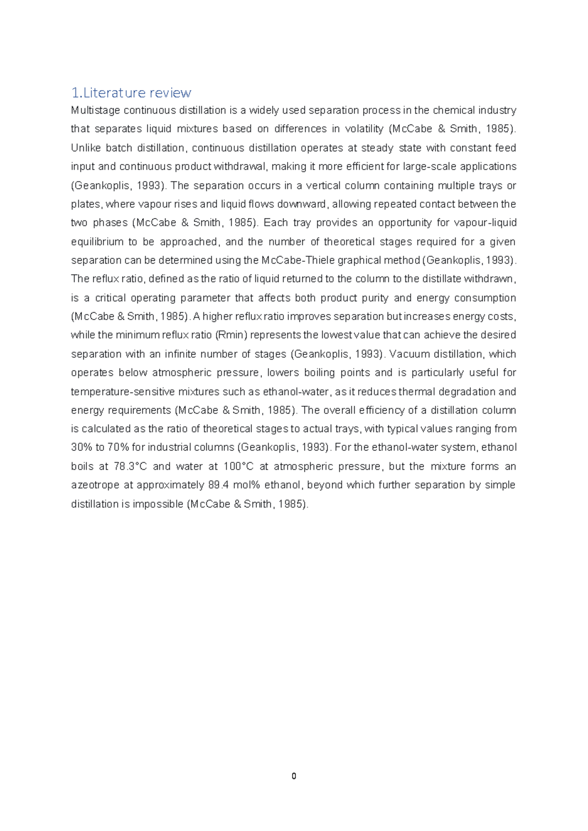 CEL360S Final Exam: Literature Review on Multistage Continuous ...