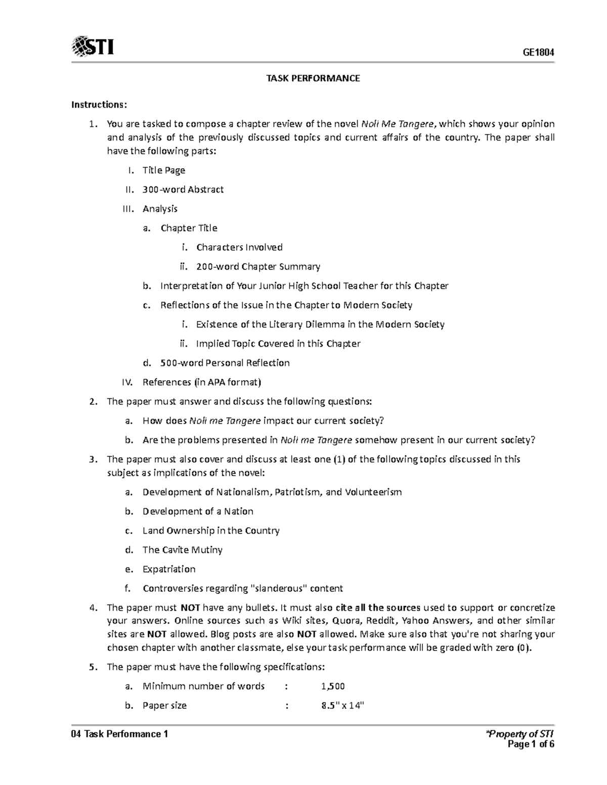 03 Task Performance-Rizal - TASK PERFORMANCE Instructions: 1. You are tasked to compose a ...