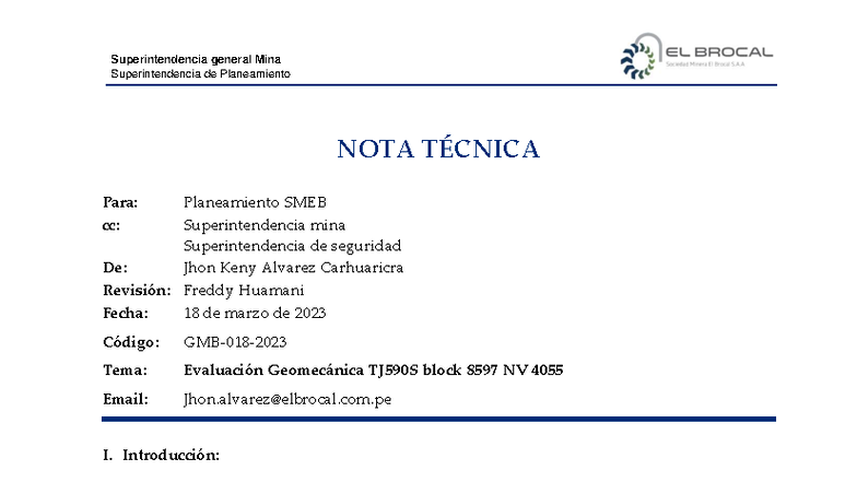 Evaluación Geomecánica del Proyecto TJ590S B8597 NV4055 - GMB-018-2023 ...
