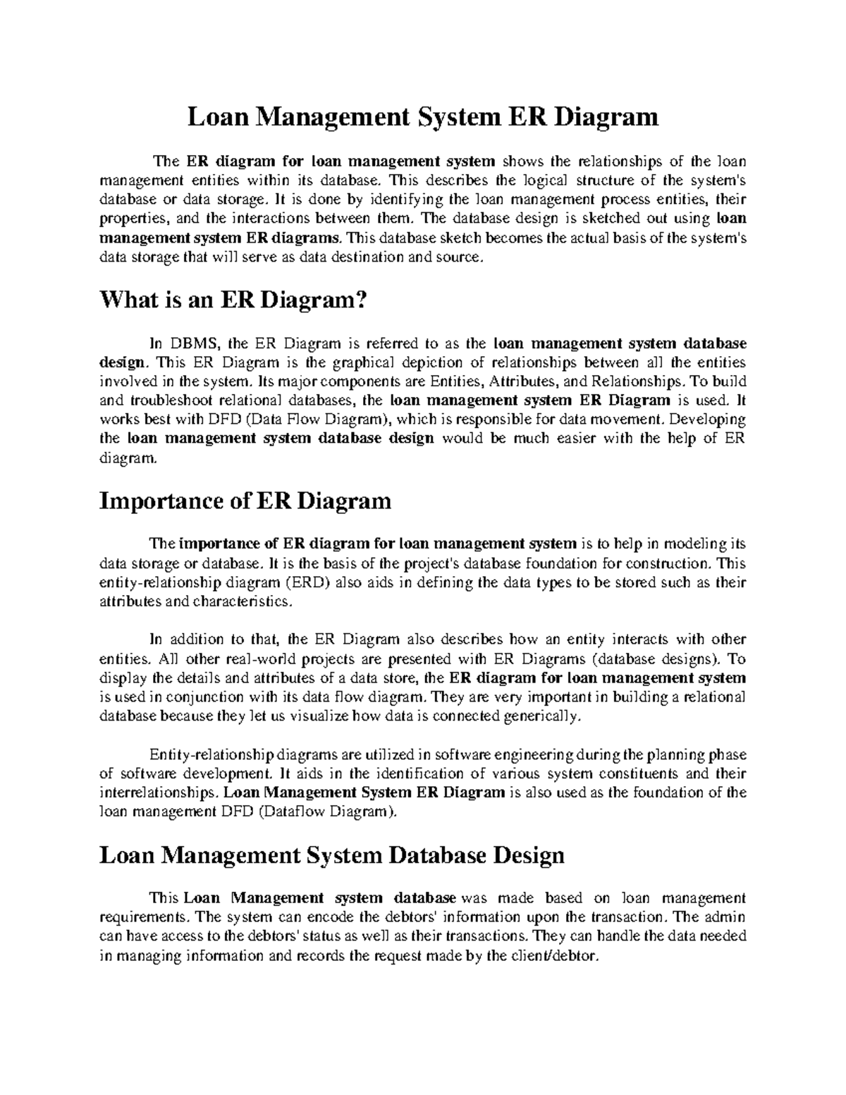 Loan Management System ER Diagram Pdf - Loan Management System ER ...