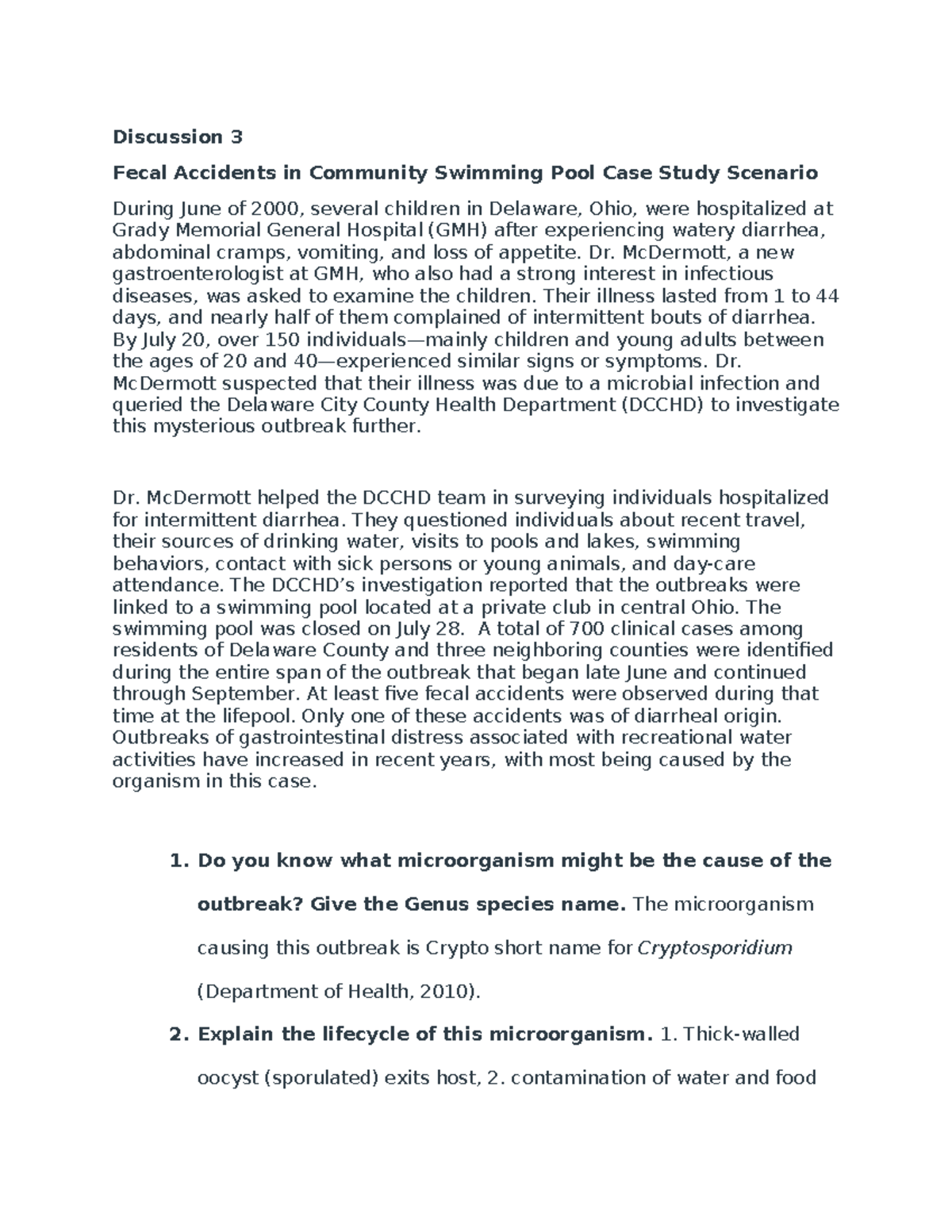 Discussion 3: Fecal Accidents & Crypto Outbreak 2022 - Studocu