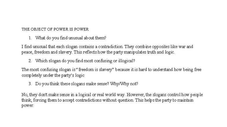 Power Dynamics in "The Object of Power is Power" Analysis - Studocu