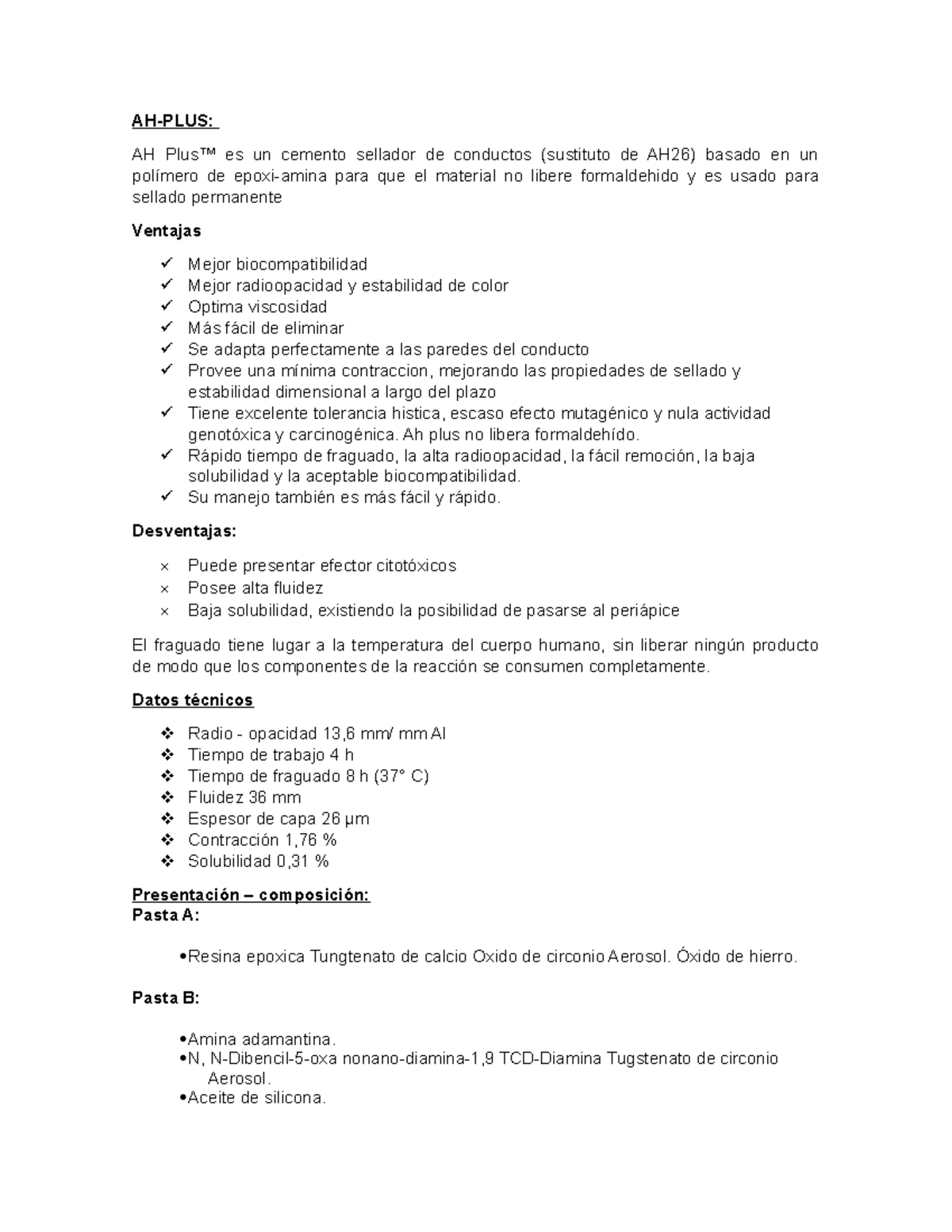 AH-plus - Apuntes 1 - AH-PLUS: AH Plus™ es un cemento sellador de ...