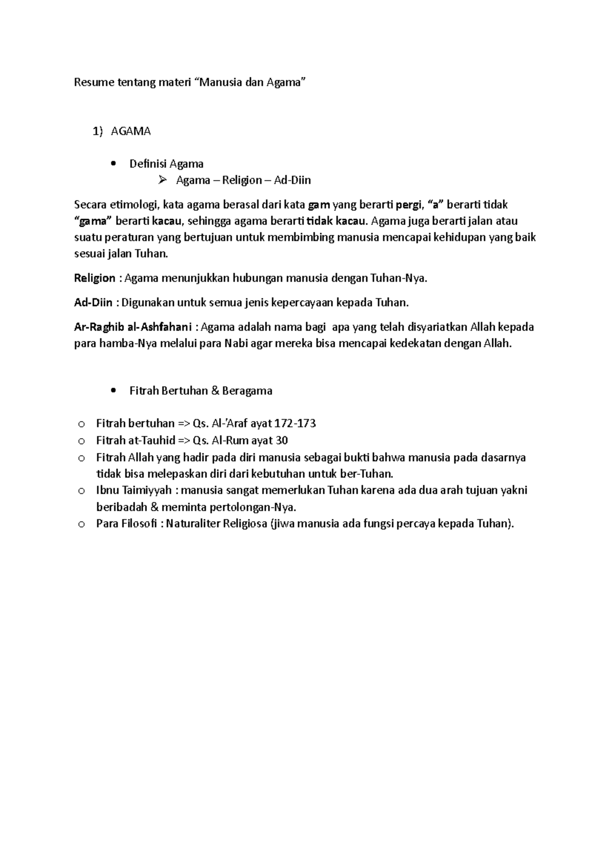 Materi Kuliah: Manusia dan Agama dalam Perspektif Islam - Studocu