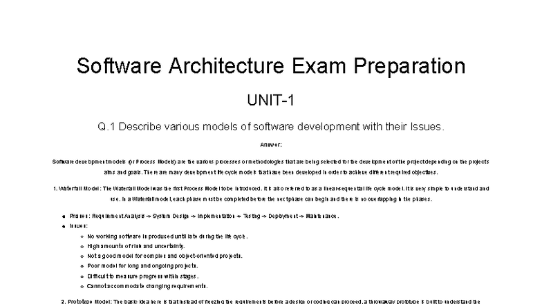 Software Architecture Exam Prep: Models, Cycles, and Quality Analysis ...