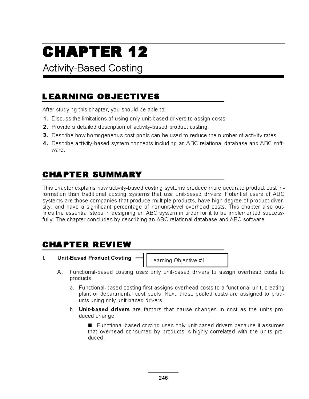 Chapter 4 - Activity-Based Costing - CHAPTER 12 Activity-Based Costing L E A R N I N G O B J E C ...