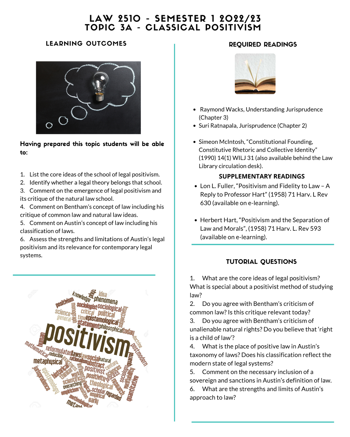 LAW 2510 Worksheet 3A: Classical Positivism Learning Outcomes - Studocu