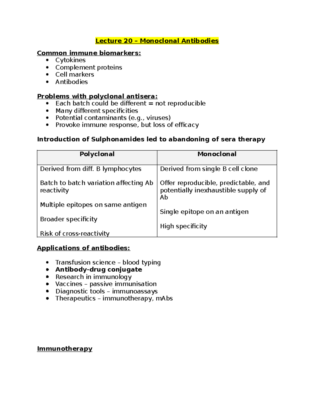 Lecture 20: Monoclonal Antibodies & Immune Biomarkers in Vaccinology ...