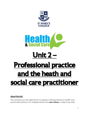 UNIT 1 - Chapter Booklet health and social care human lifespan development - Human Lifespan ...