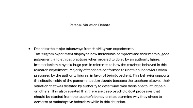 Person-Situation Debate: Insights from Milgram & Stanford Experiments ...
