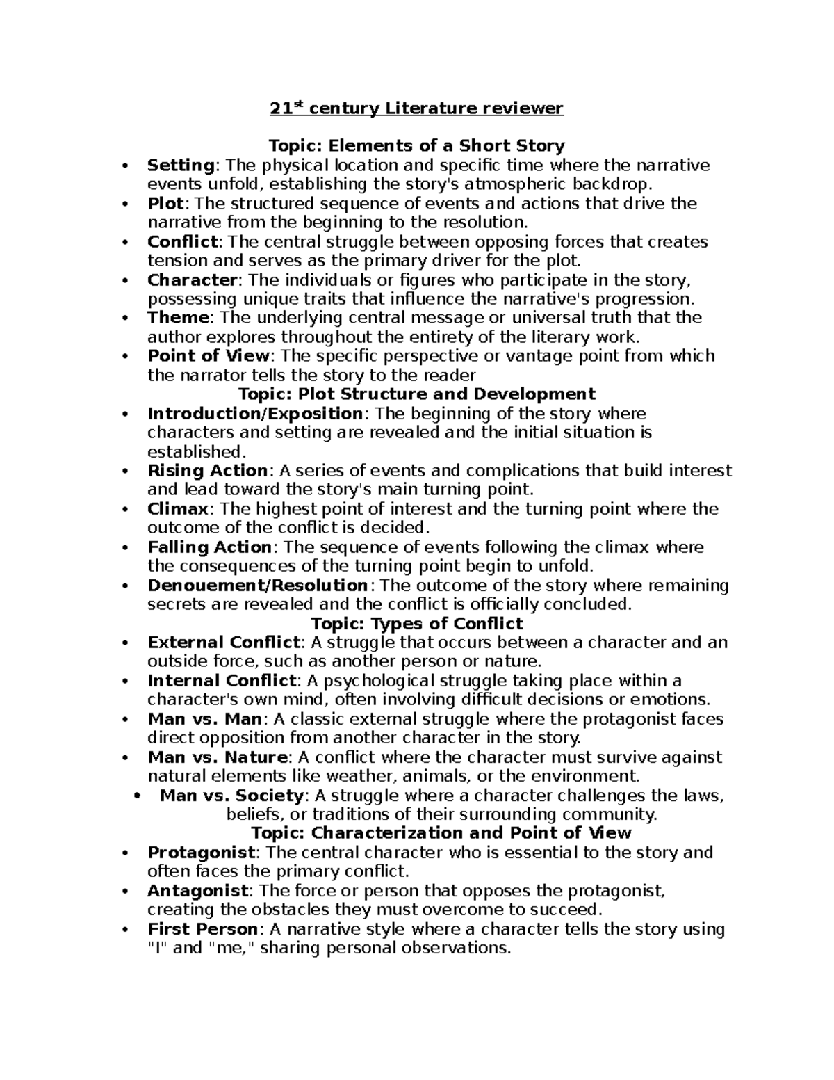 21st Century Literature Review: Elements of Short Stories & Poetry ...