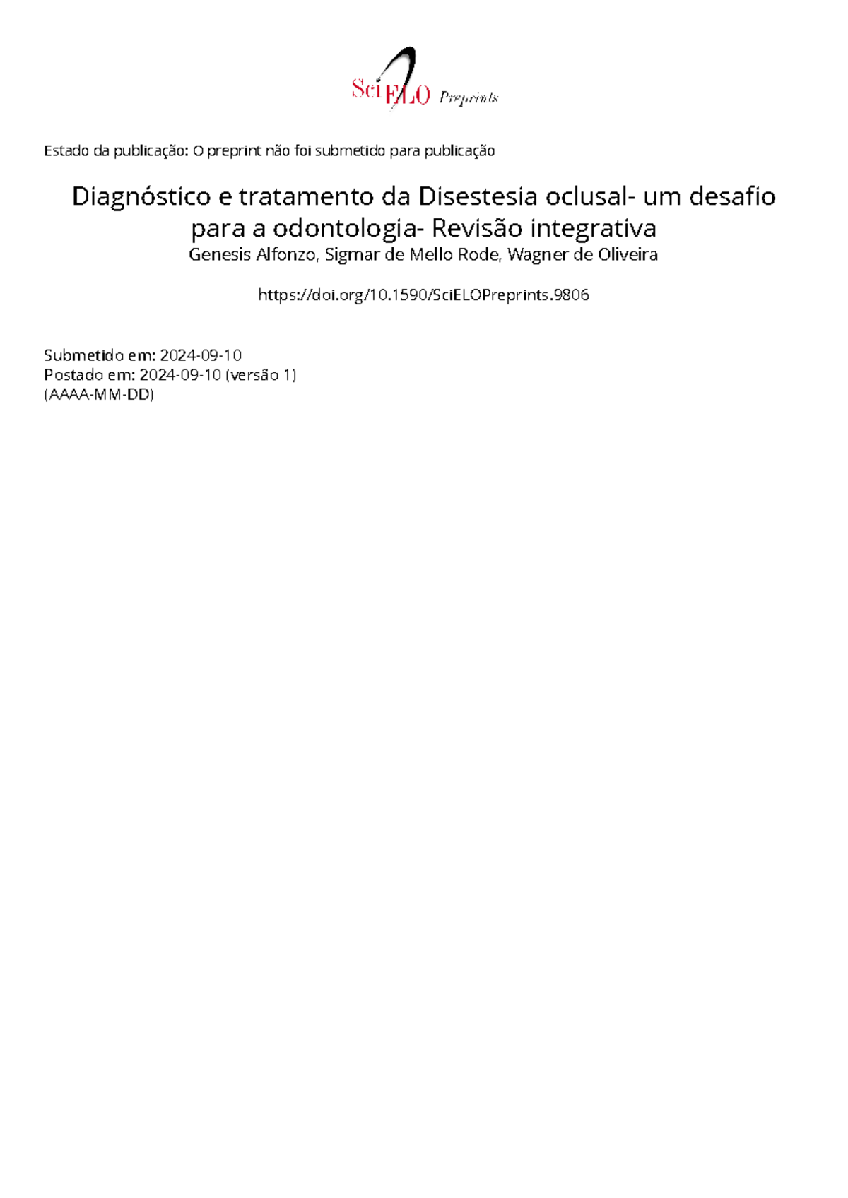 Diagnóstico e Tratamento da Disestesia Oclusal em Odontologia: Revisão ...