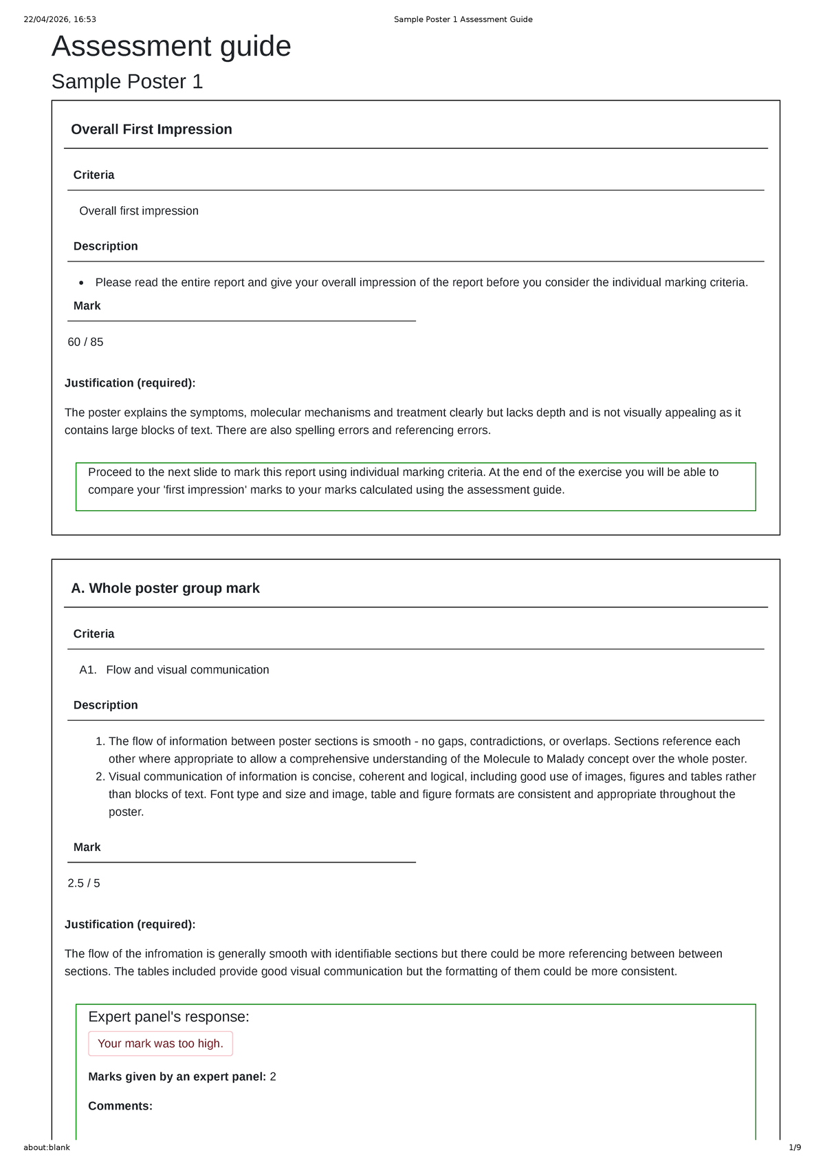 16:53 Sample Poster 1 Assessment Guide: Evaluation Criteria and ...