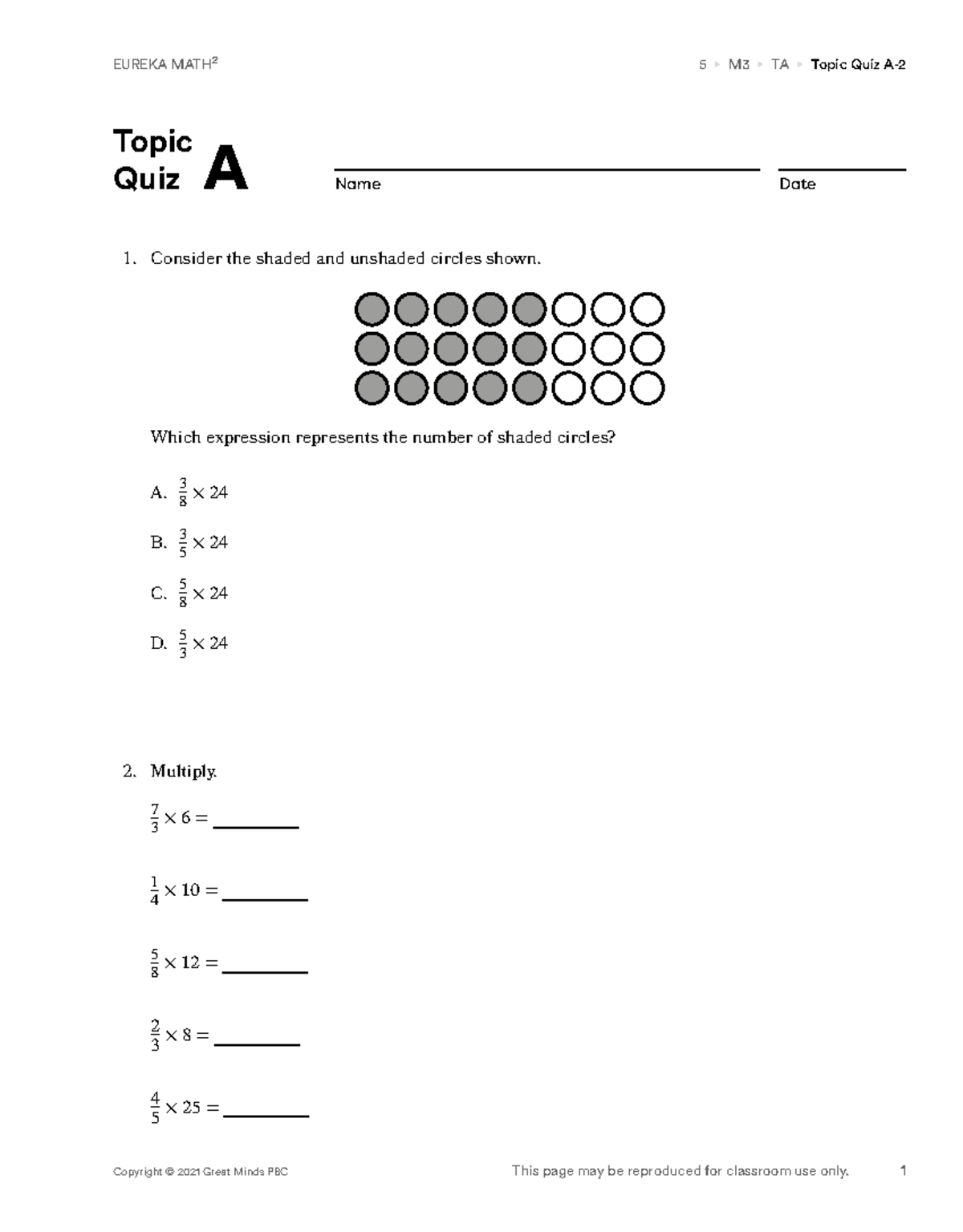 Quiz 2 - Eureka Math 2 Topic Questions and Answers - Studocu