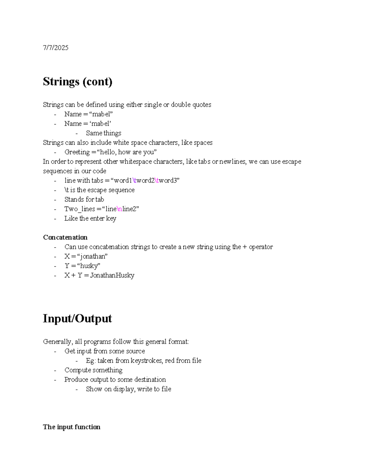 Python Programming Basics: Strings and Concatenation Techniques - Studocu