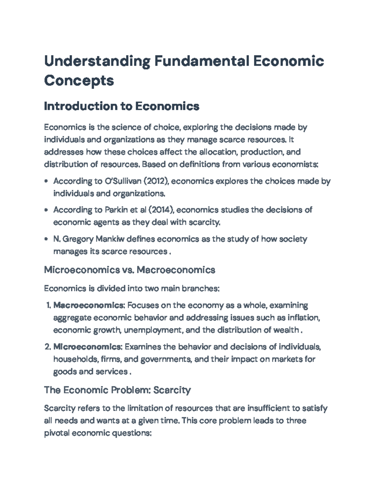 Understanding Fundamental Economic Concepts: Introductory Guide ...