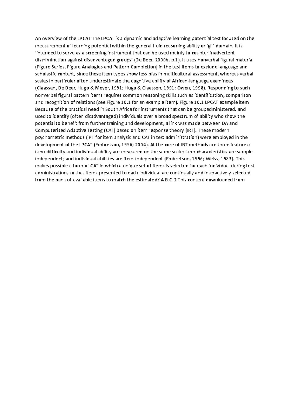 LPCAT - Final Portfolio: An Overview of Learning Potential Assessment ...