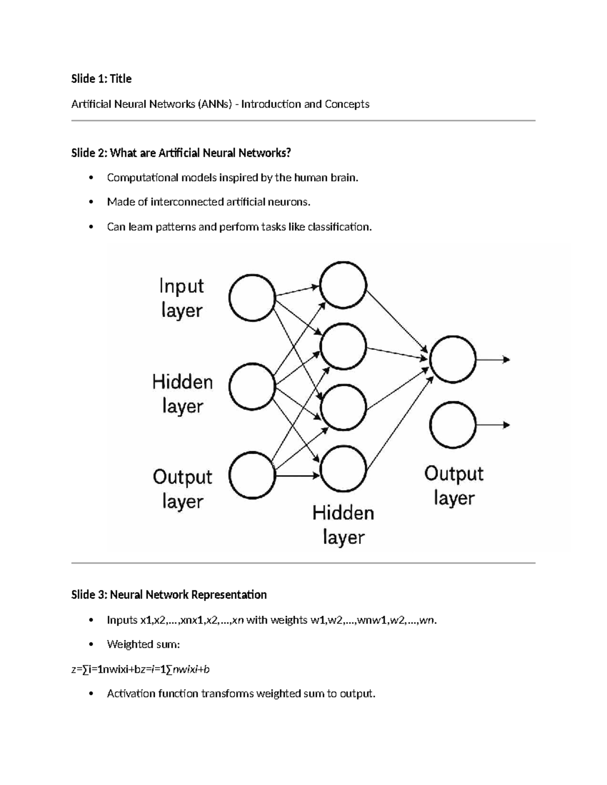ANN - Machine Learning: Introduction to Neural Networks Concepts - Studocu