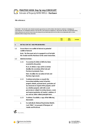 Checklist - CHECKLIST + SPA + BILL DRAW SEARCHES FORM 14 A, CKHT 2A & 3 ...