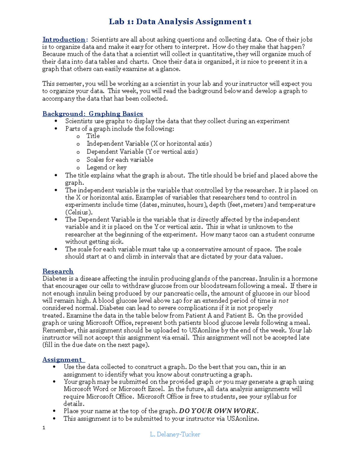 Lab1 data analysis - Lab 1: Data Analysis Assignment 1 Introduction: Scientists are all about ...