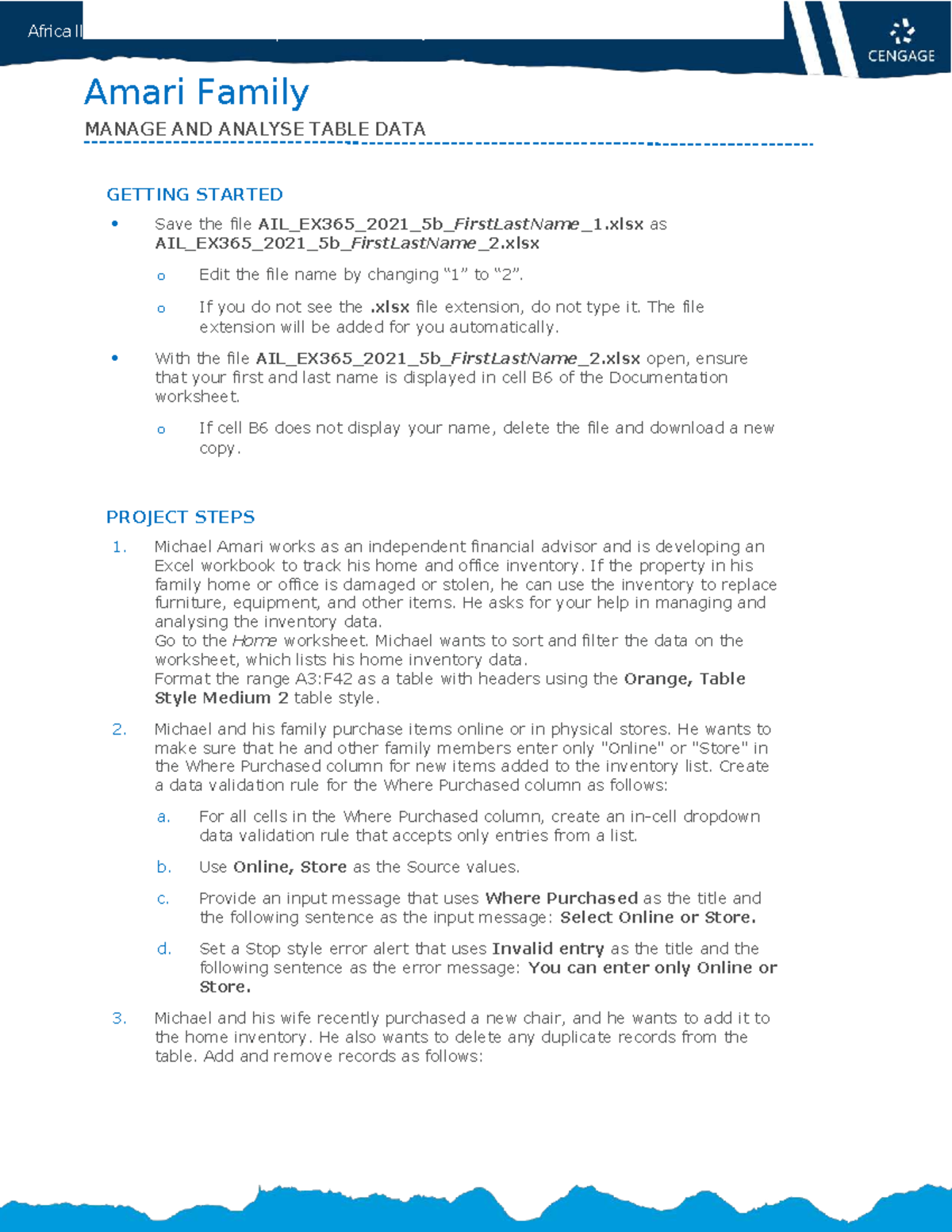 Africa Illustrated Excel Module 5: SAM Project 1b - Inventory ...