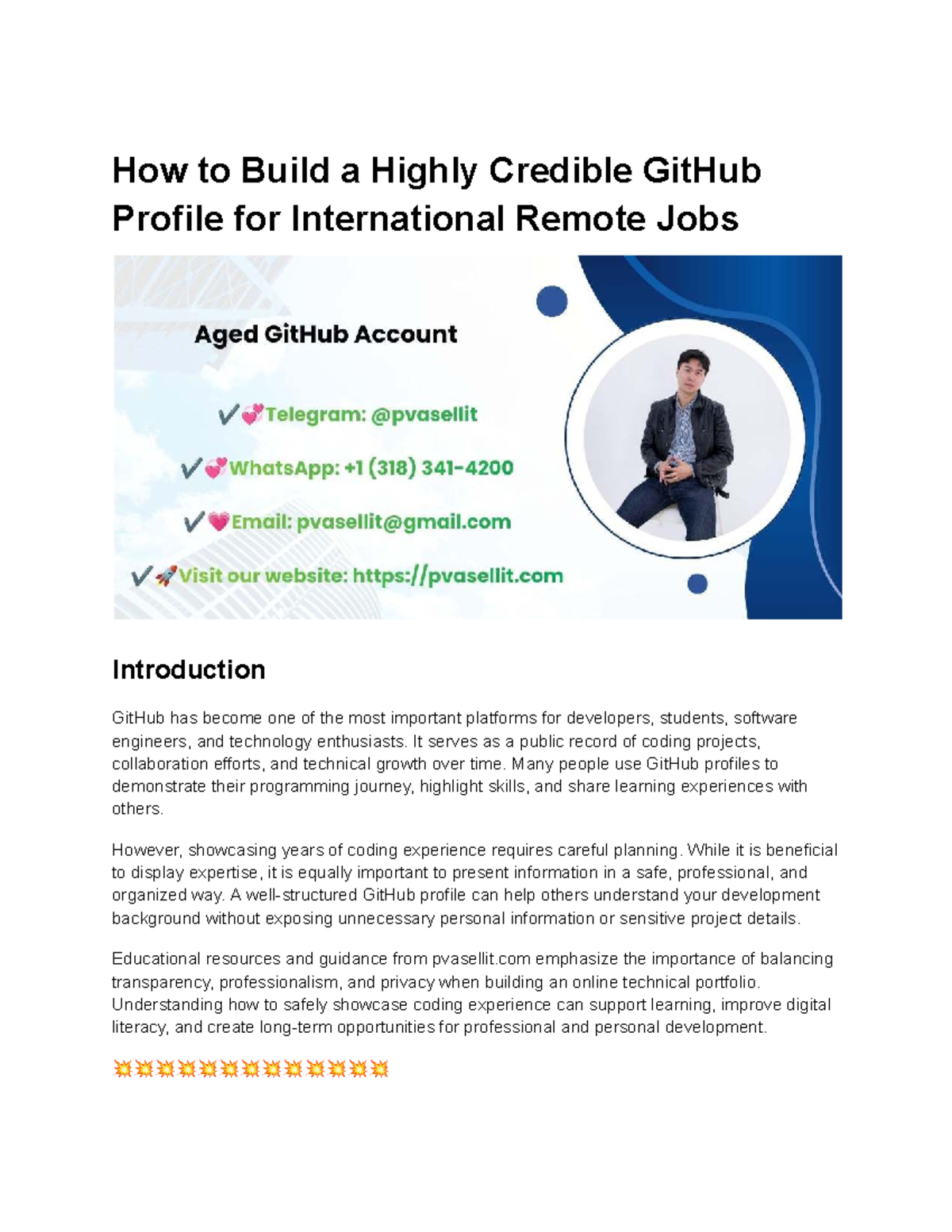 Building a Credible GitHub Profile for Remote Jobs: A Guide - Studocu