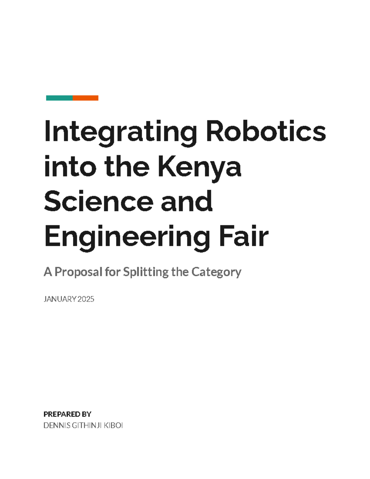 Integrating Robotics in KSEF: Proposal for Category Split - Studocu
