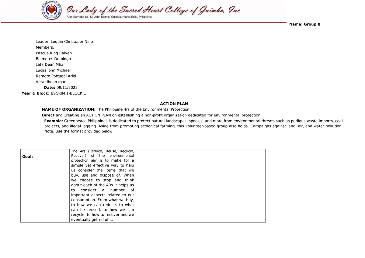BSCRIM C Action Plan: Establishing the 4Rs for Environmental Protection ...