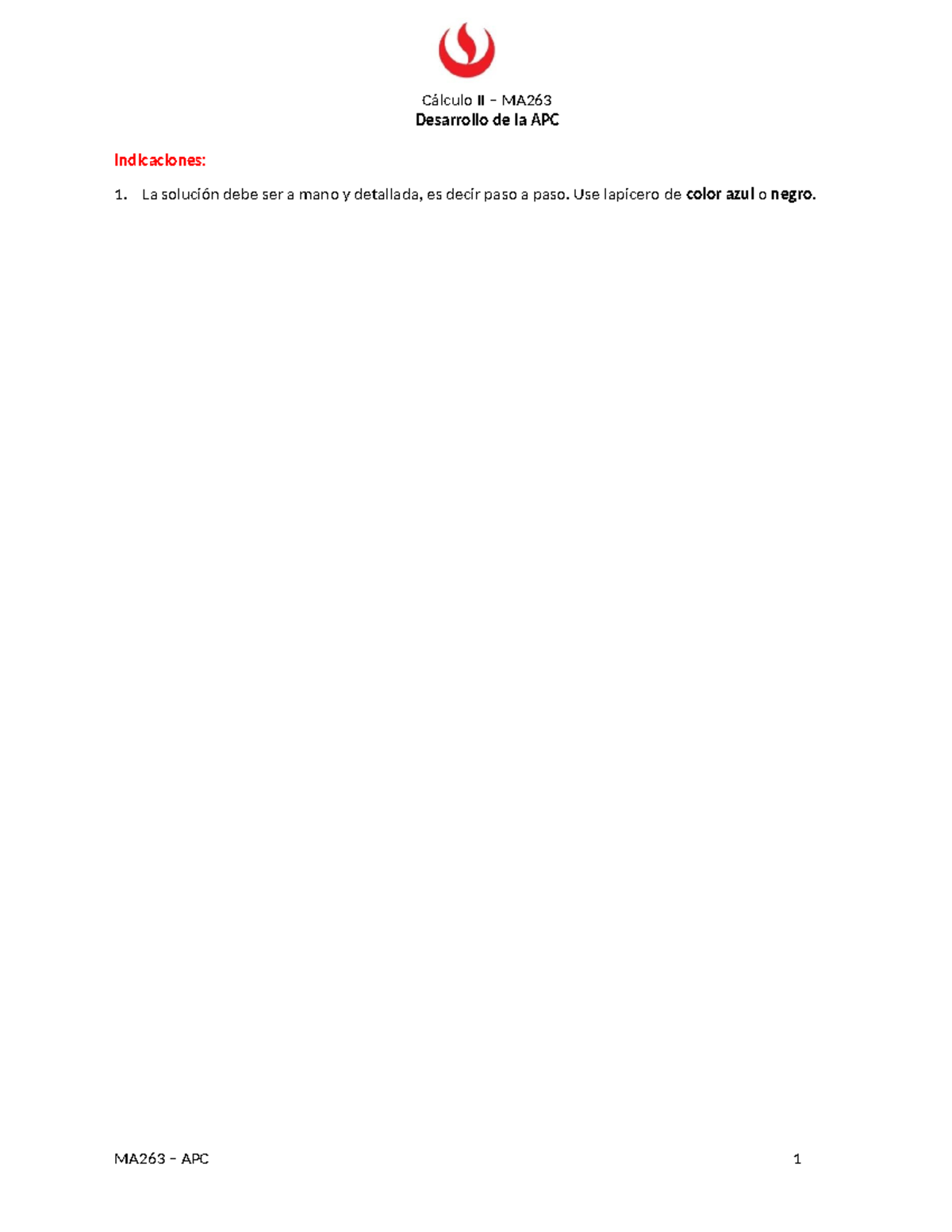 Desarrollo de la APC - MA263 Cálculo II Detallado - Studocu