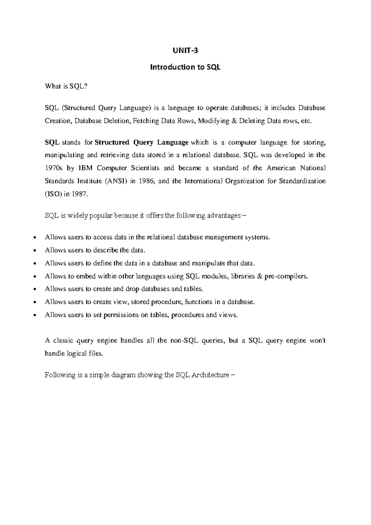 UNIT-3 DBMS 5TH SEM - Introduction to SQL Concepts and Commands - Studocu