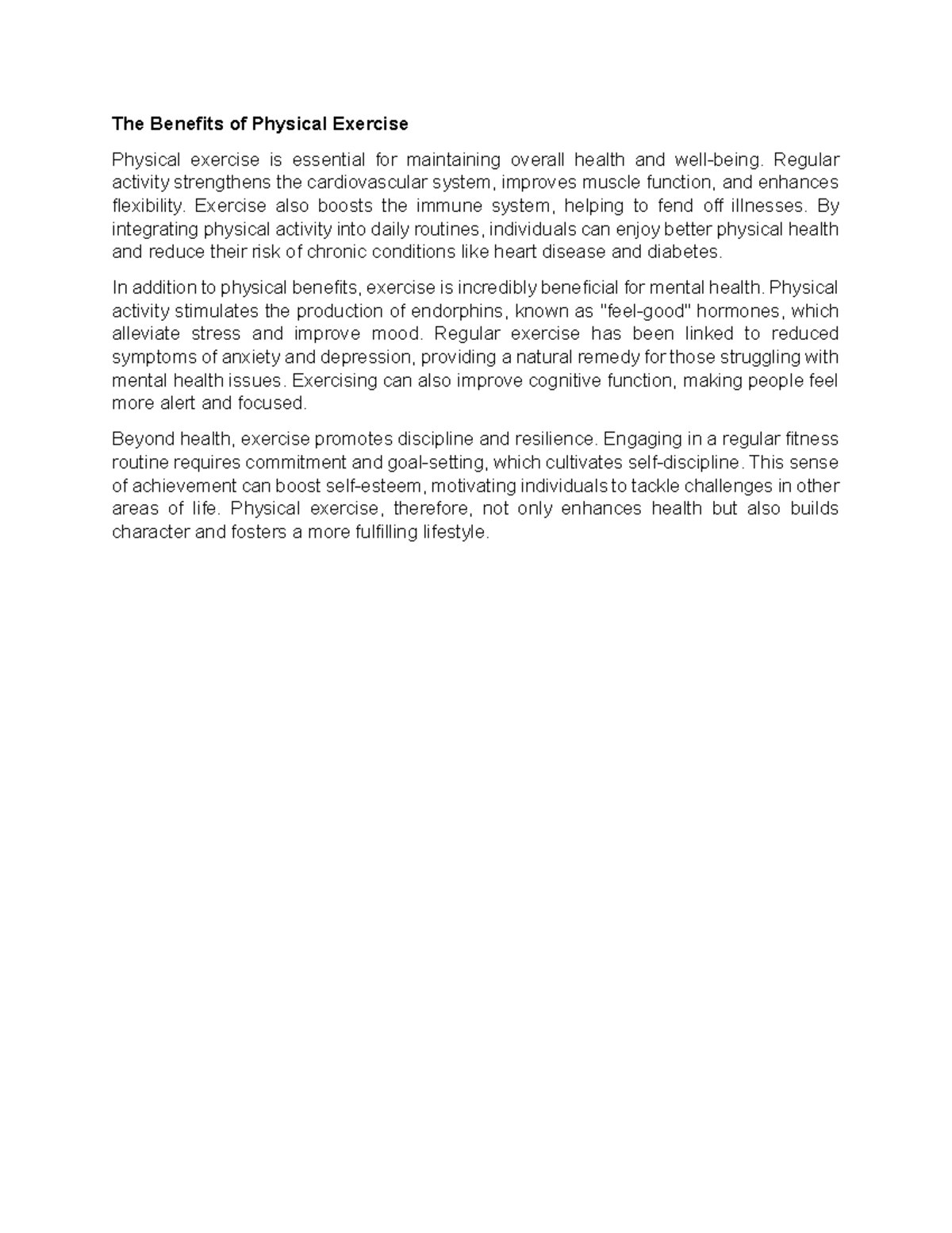 The Benefits of Physical Exercise - The Benefits of Physical Exercise ...