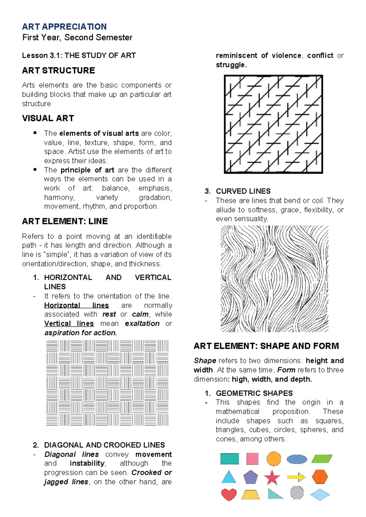 ART3 - Art Appreciation First Year, Second Semester Lesson 3.1: Art ...