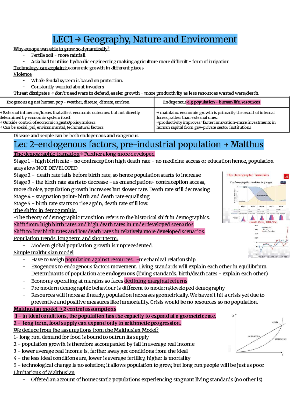 EH102 Lecture Notes: Geography, Feudalism, and Economic Development ...