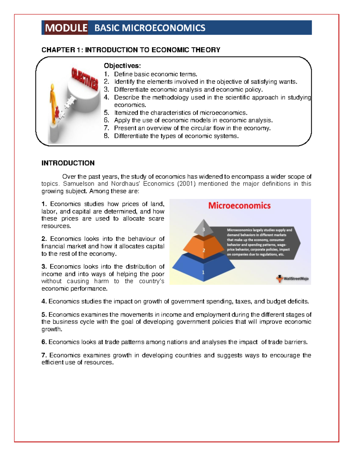Introduction to Economic Theory: Basic Micro Concepts & Models - Studocu