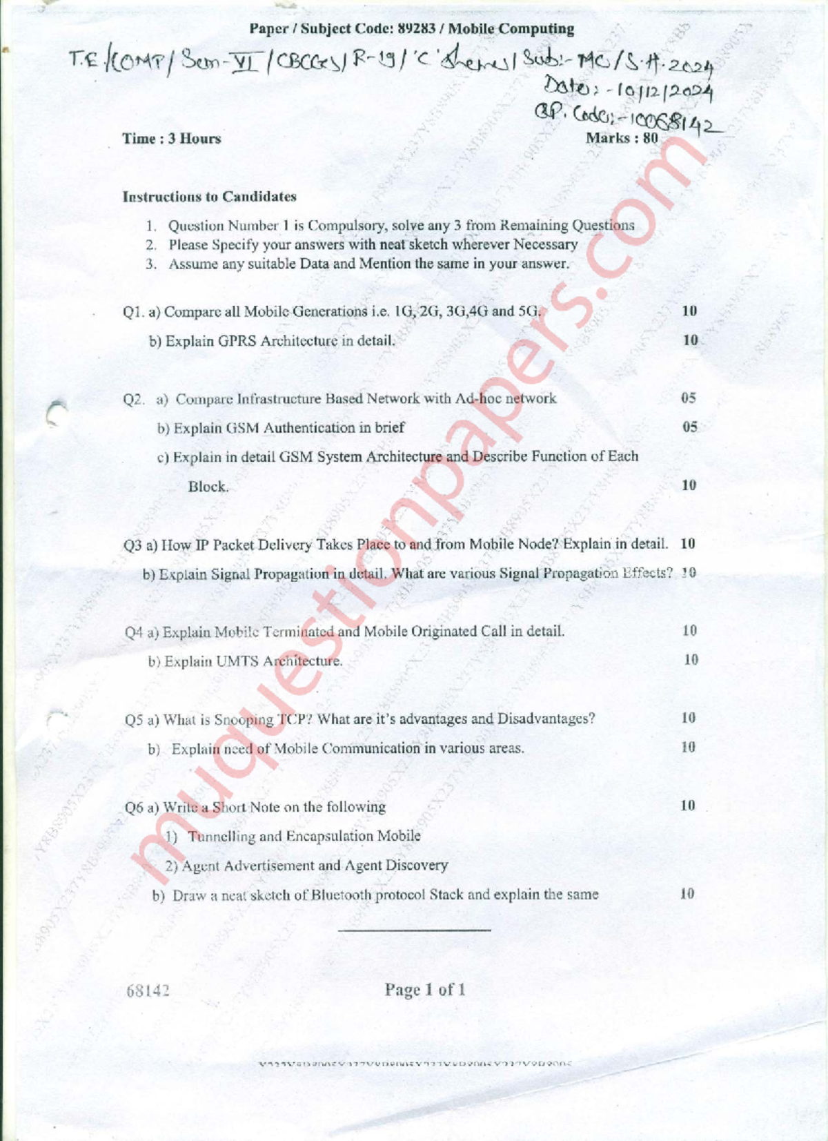 Mobile Computing Exam Paper: 89283 T.E. Scheme Dec 2024 - Studocu