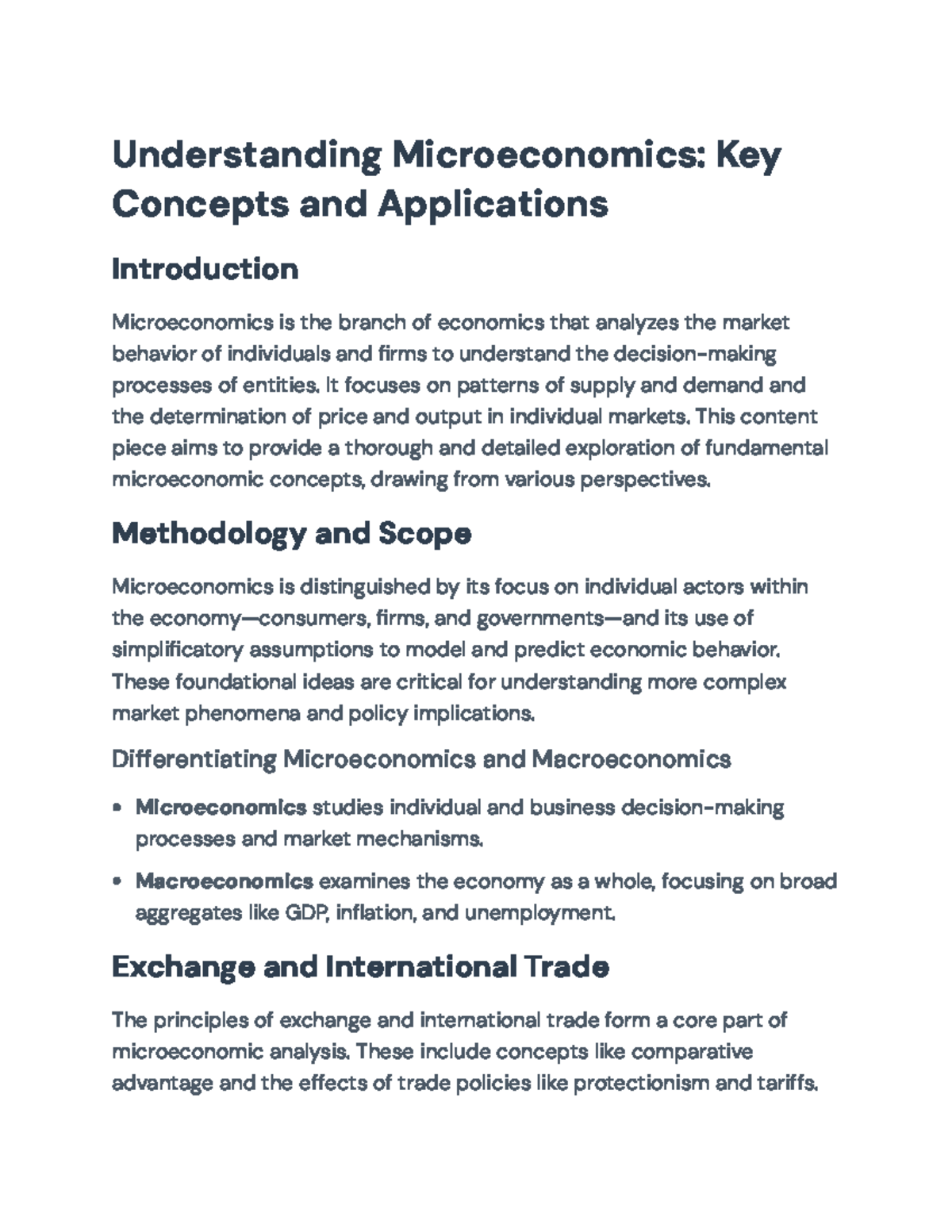 Microeconomics: Concepts, Applications, and Market Dynamics ...