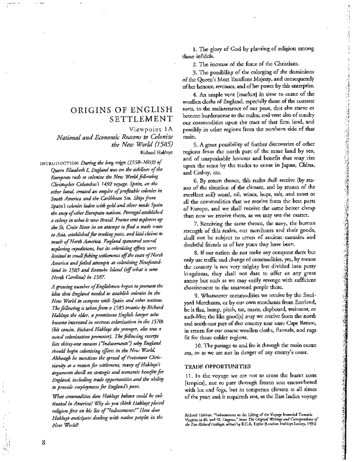 AP History: Economic and Religious Motivations for English Colonization ...