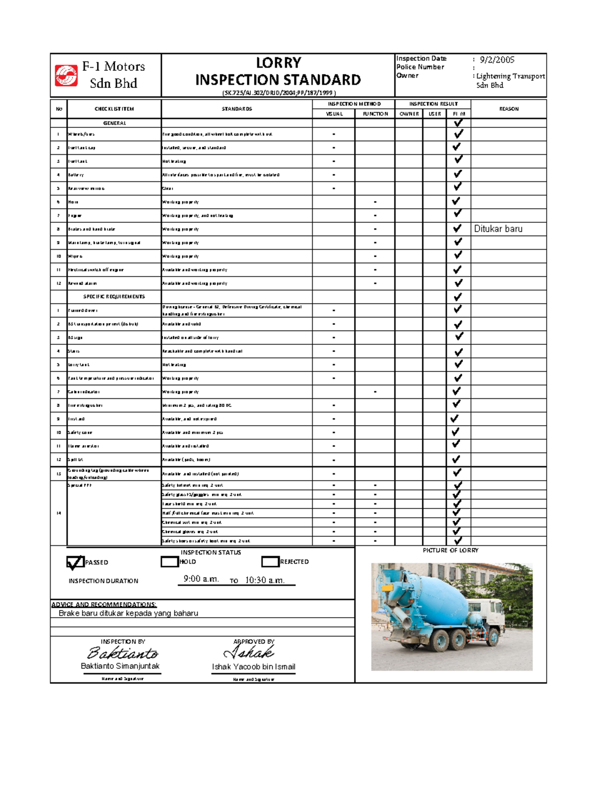 F1-Motors Checklist - take this in a slight hint ya - VISUAL FUNCTION ...