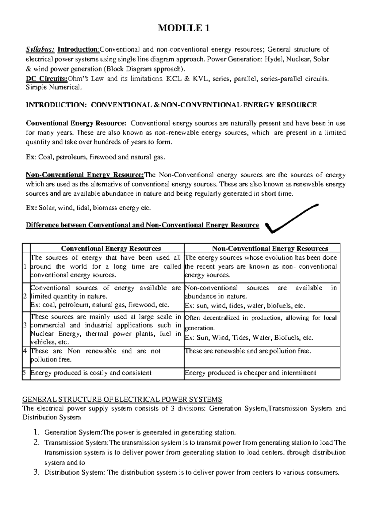 Electrical Module 1(IEE) copy - MODULE 1 Syllabus: Introduction ...