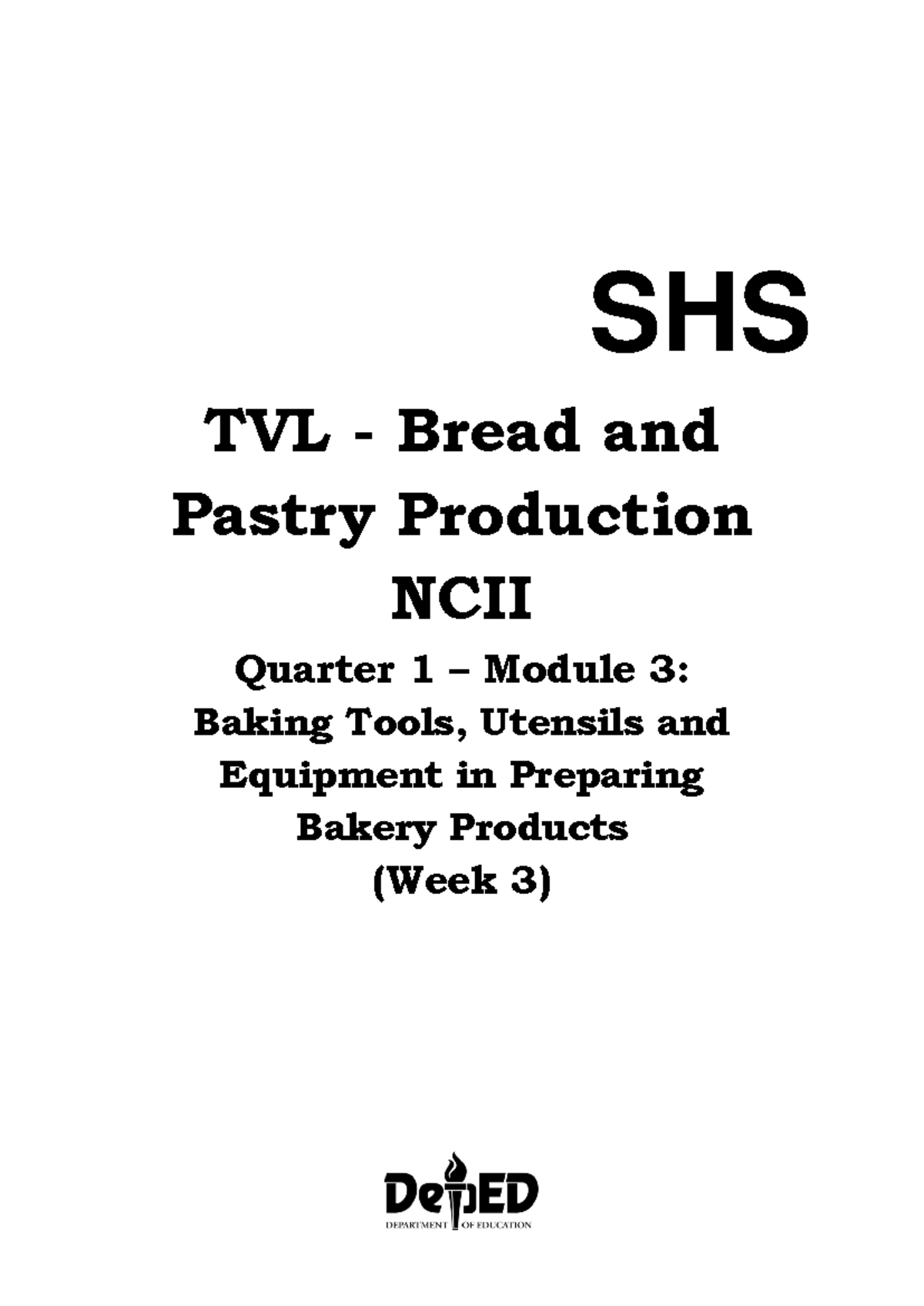 TVL-BPP Q1M3 - Mastering Baking Tools & Equipment for Pastries - Studocu