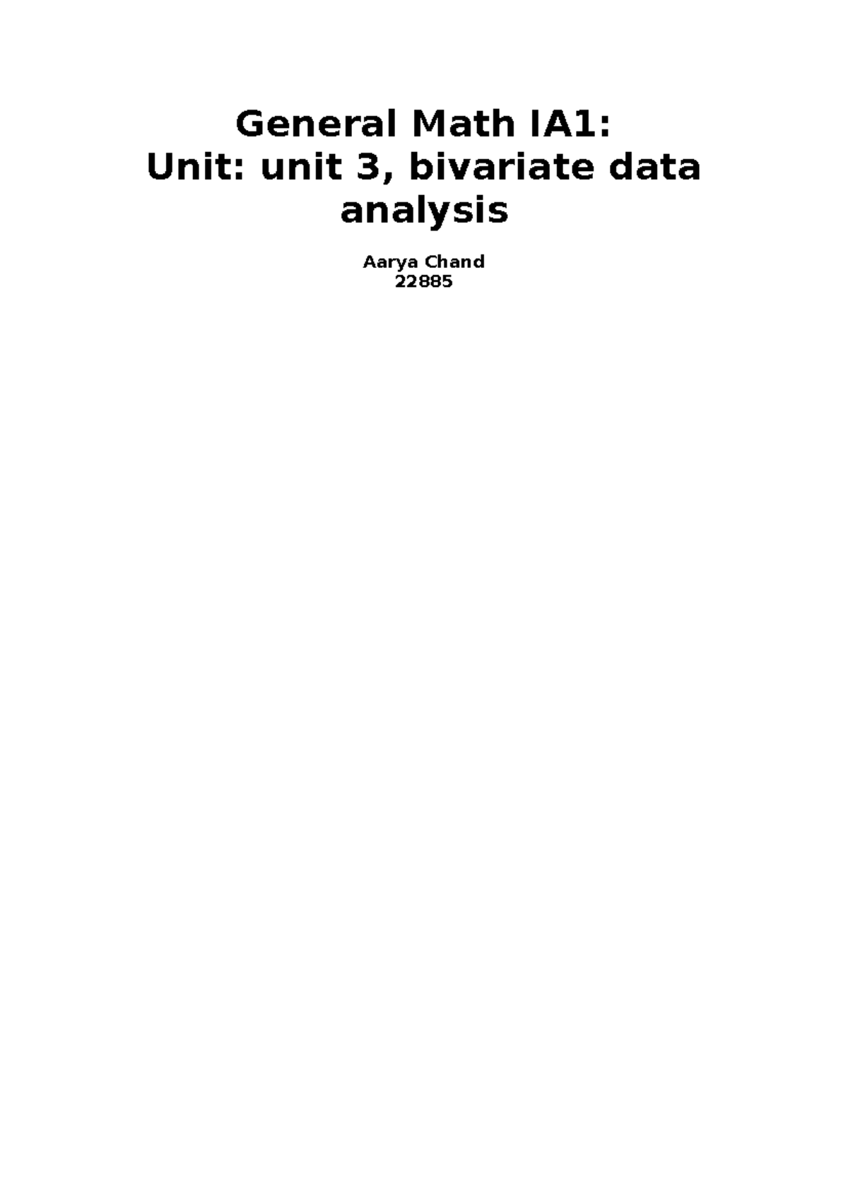 Bivariate Data Analysis for General Math IA1 2025: Rowing Metrics - Studocu