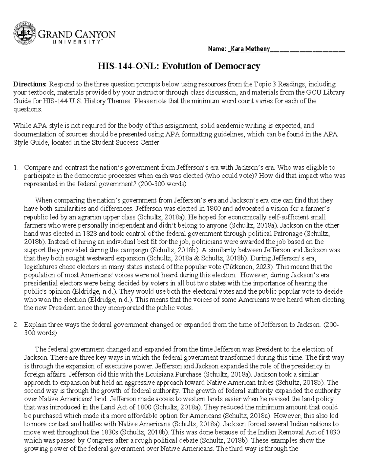 HIS-144 Topic 3 Worksheet: Evolution of Democracy in U.S. History - Studocu