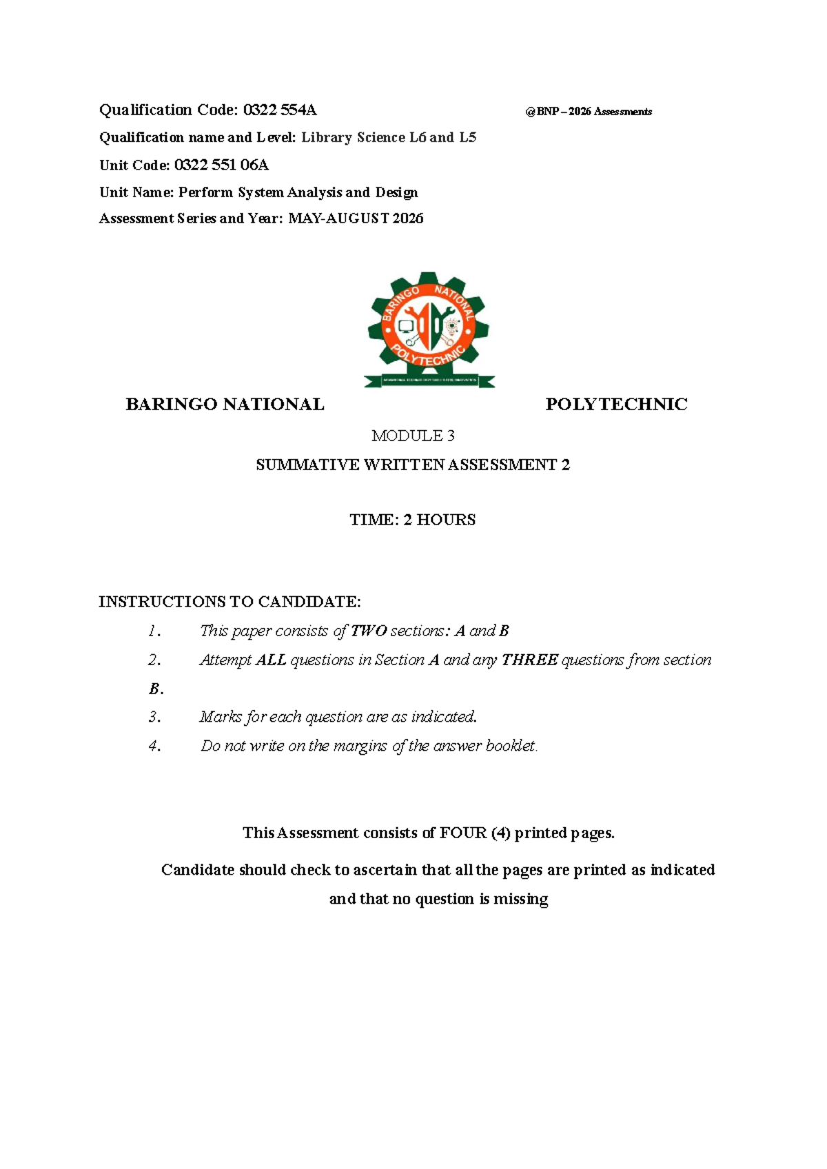 0322 551 06A Module 3 Summative Assessment: System Analysis & Design ...