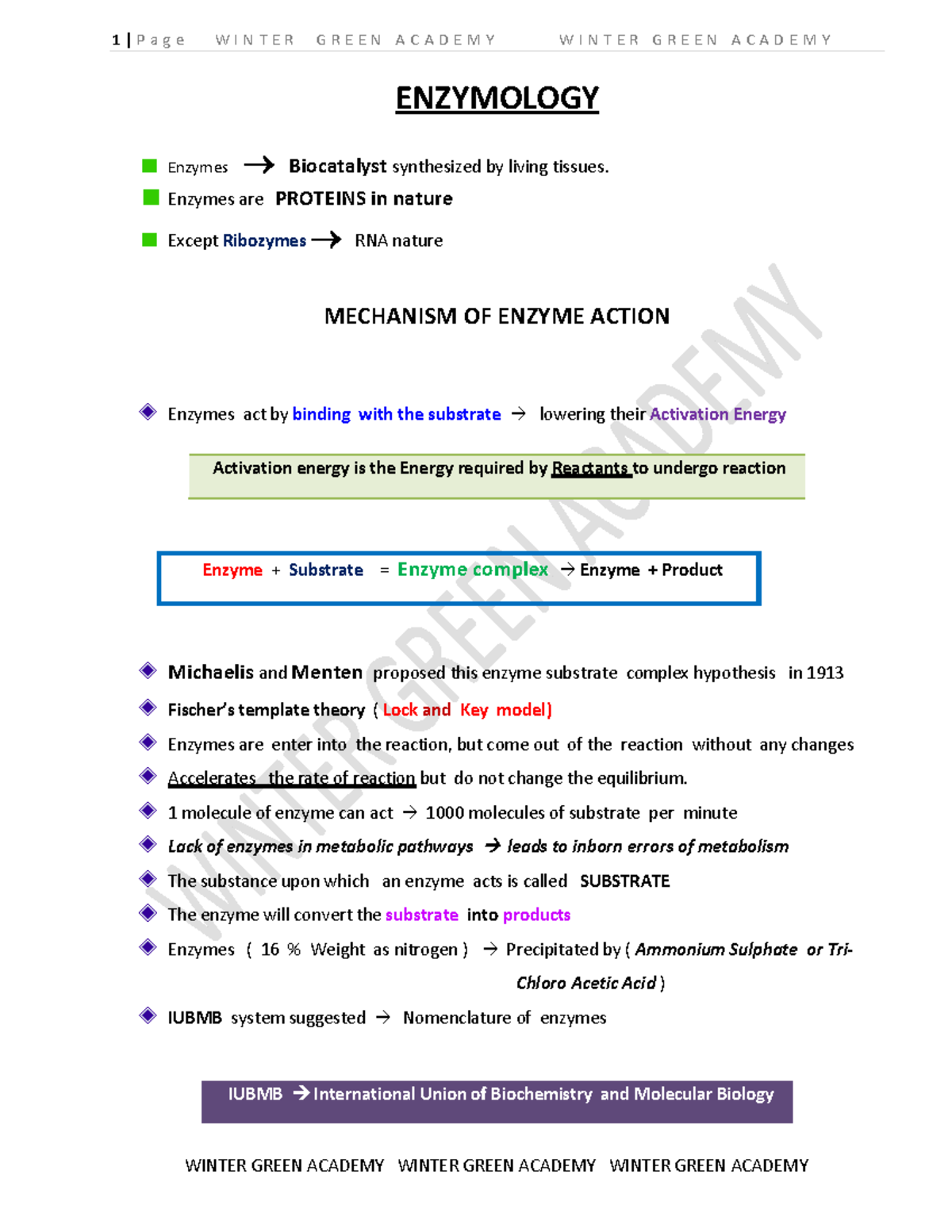 Enzymology-I Notes: Mechanisms, Classification, & Inhibition in BSC MLT ...
