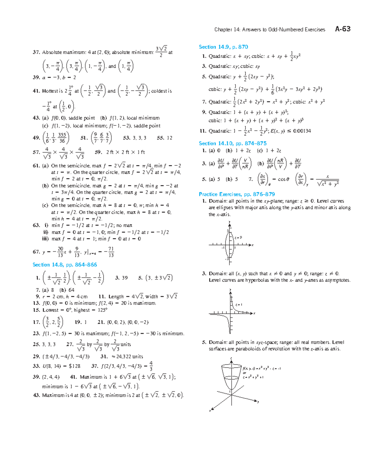 Chapter 14: Solutions to Exercises from Thomas Calculus (pp. 1161-1162 ...