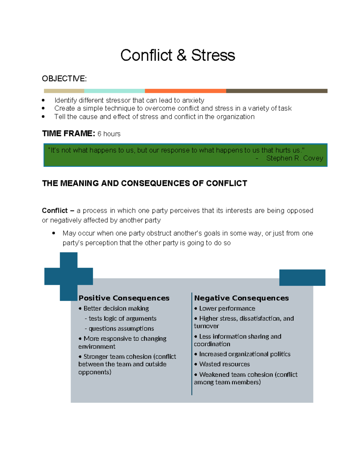Conflict Management and Stress Relief - Lecture Notes - Studocu