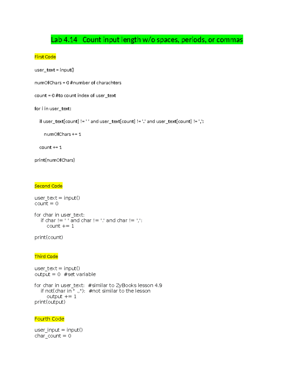 Lab 4.14 IT 140 - Count Input Length Excluding Spaces and Punctuations - Studocu