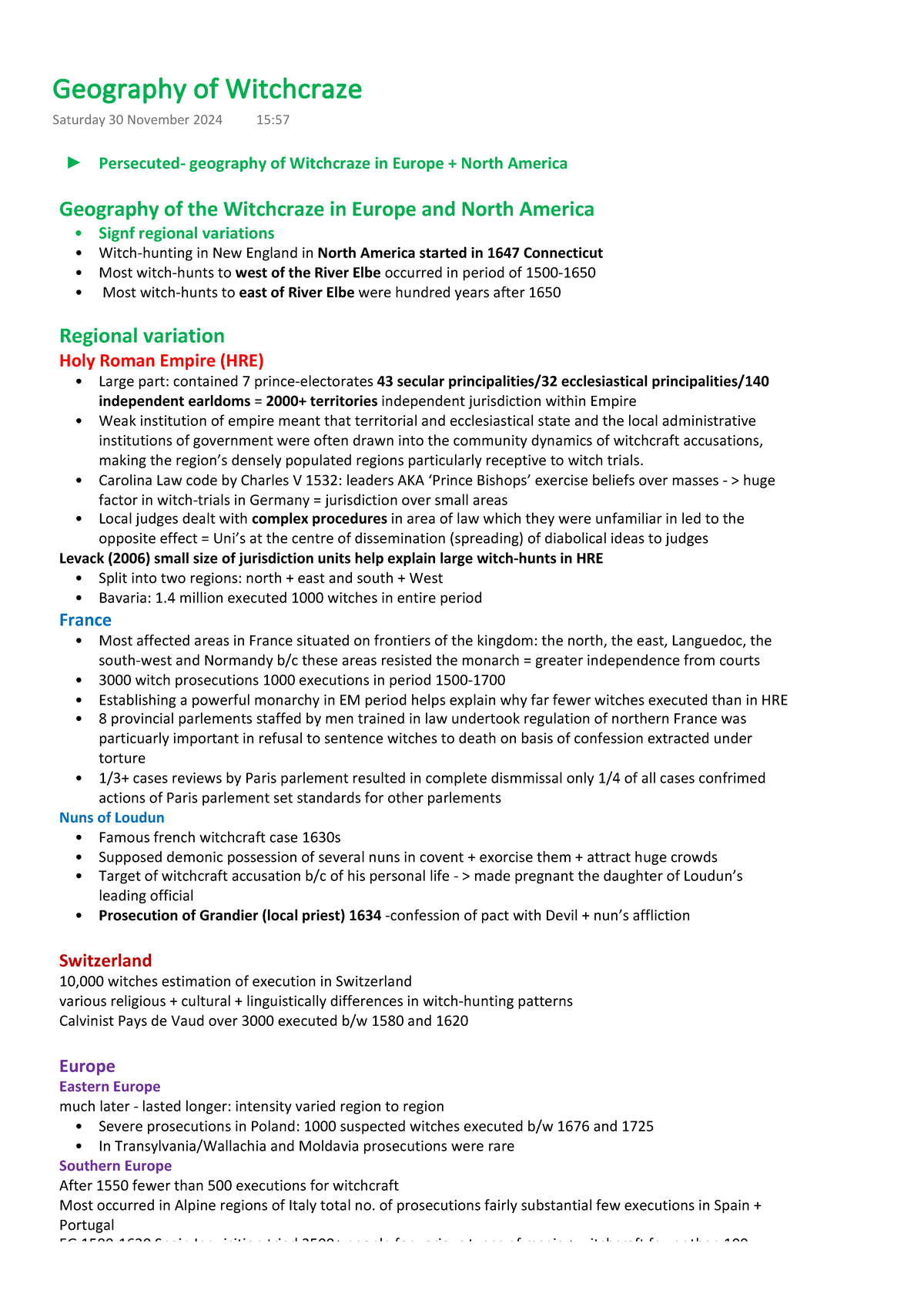 Geography of the Witchcraze: Regional Variations in Europe & N. America ...