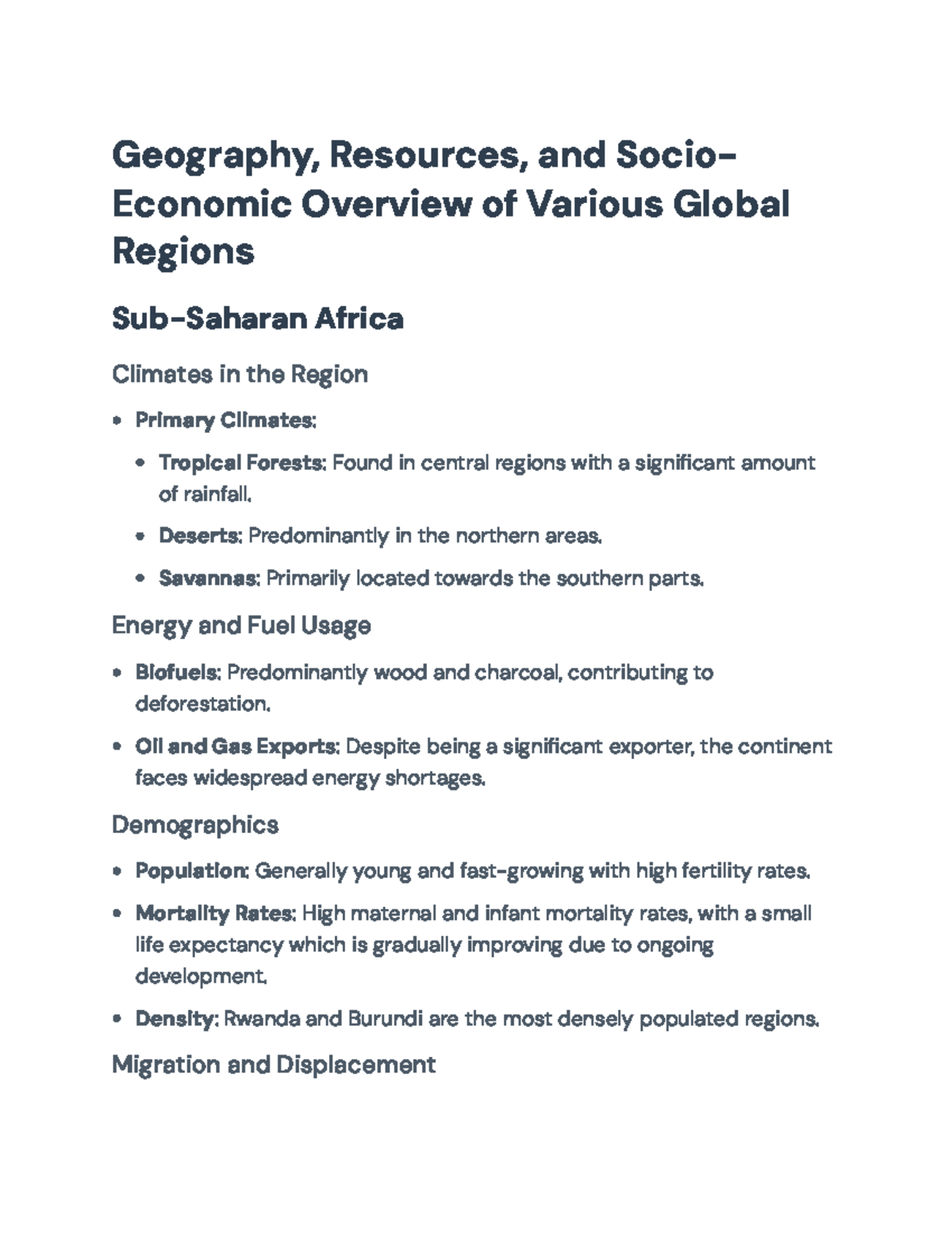Geography, Resources & Socio-Economic Overview: Global Regions Analysis ...
