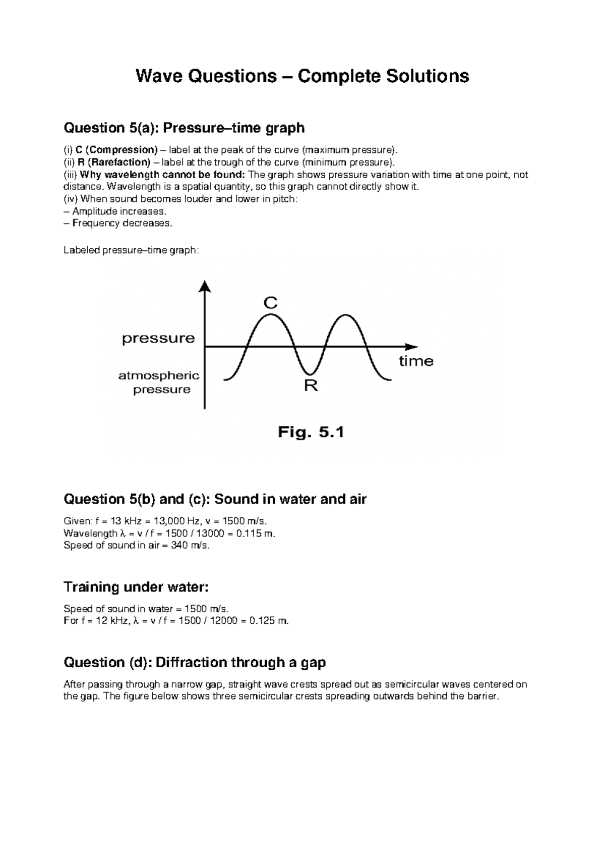 Wave Questions Answers: Complete Solutions for Sound & Graphs - Studocu